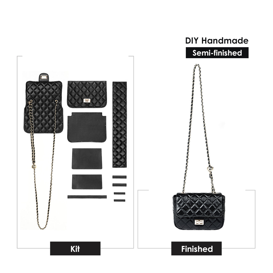 Quilted Leather Chain Bag DIY Kit | Sew Your Own Bag DIY Leather Kits ...